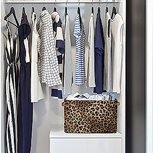 Storage Basket Organizer Animal Print with Handles, Leopard Print Foldable Storage Bins Rectangular Storage Box for Nursery Shelf Books Clothes Toys Kids Bins, 1 Pack