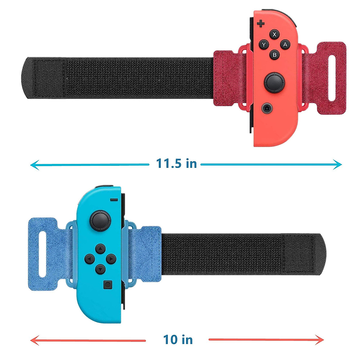 FANPL Upgrade Wrist Bands Compatible with Just Dance 2025/2024/2023/2022/2021, Adjustable Elastic Strap for Switch & OLED Model JoyCon Controller, Fit for Adults and Children,2 Pack (Blue and Red)