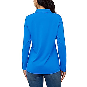 TACVASEN Women's Polo Shirts Lightweight Soft Stretch Golf Apparel for Women, Azure, L