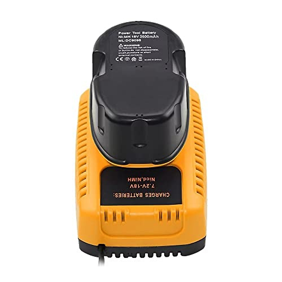 2 Packs 3.6Ah 18 Volt DC9096 Battery(Black) and DC9310 Charger Compatible with Dewalt 18V Battery DC9098 DC9099 DW9098 DW9099 DW9096