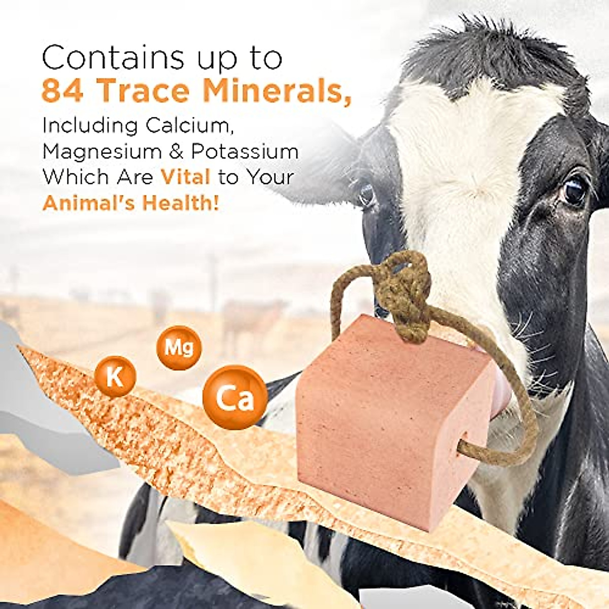 UMAID Compressed Pink Himalayan Salt Lick, [2 Pack] – 5.5 Lb. 100% Natural Himalayan Salt Block with Hanging Rope Helps Replace Lost Electrolytes for Deer, Horse, Cow, Goat, Pigs, Wild Animals & Pets