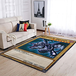 SHOUSE Anime Black Dragon Red Eyes Area Rectangle Rugs Living Room Carpet Floor Decor (96 * 60 inches)
