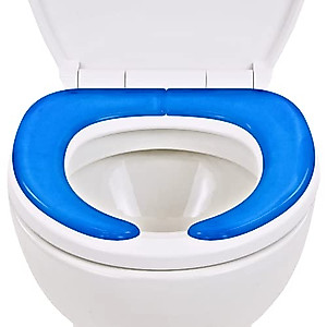 Vive Gel Toilet Seat Cushion Cover - Raised Padded Riser Cushion for Elongated, Standard, and Commode Chairs- Seat Warmer Pressure & Pain Relief Comfort- Adhesive Donut Pad for Elderly, Seniors (Blue)