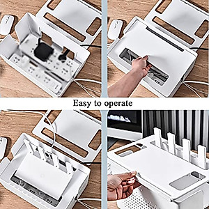 RDBSMGX Multi-Function Router Storage Box Double-Layer Design Router Storage Box Panel Hollow and Breathable Abs Material Removable Front Panel Multiple Openings on The Top Design