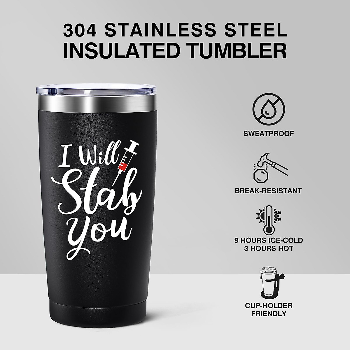 Nurse Gifts for Men Women, Nurse Appreciation Gifts, Nurse Graduation, Birthday, Christmas, Male Nurse Gifts, Cool Nursing Gifts for New Nurse, Nurse Practitioner LPN & RN Gifts, 20oz Tumbler, Black