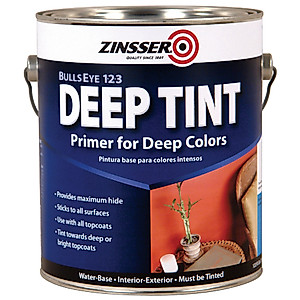 Zinsser Bulls Eye 1-2-3 Water Based Primer Sealer Interior/Exterior Glossy Deep Tint 1 Gl 6 Oz