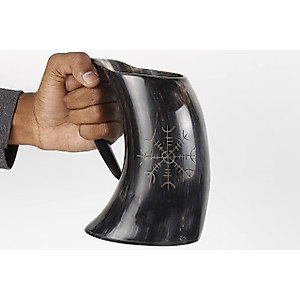 Father's Day Gifts Premium Original Viking Drinking Horn Mug Premium Viking Beer Tankard | Ideal for Beer Lovers-Wine-Mead & Ale | Nordic Inspired Drinking Mug