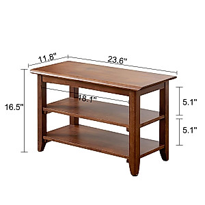 XKZG Storage Bench Wooden Shoe Bench Rustic Solid Wood Entryway Bench (Brown,23.6")