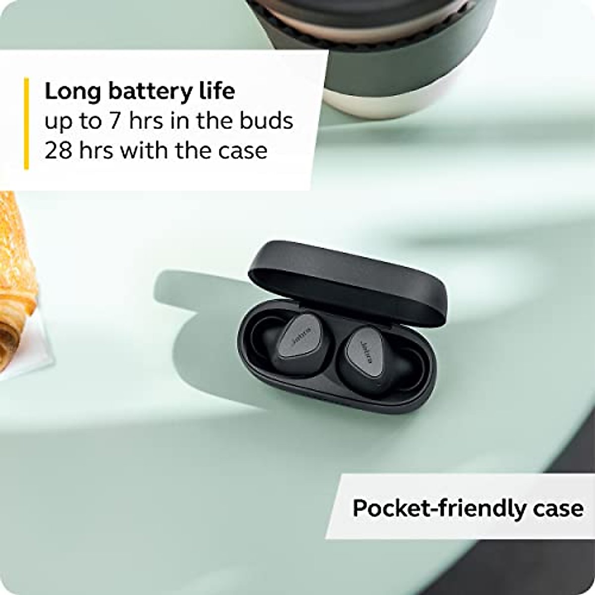 Jabra Elite 3 in Ear Wireless Bluetooth Earbuds – Noise Isolating True Wireless Buds with 4 Built-in Microphones for Clear Calls, Rich Bass, Customizable Sound, and Mono Mode - Dark Grey