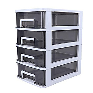 NOLITOY Household Multi-layer Drawer Type Closet, Plastic Storage Cabinet Drawer Organization, White Frame with Black Clear Drawers Storage Rack Organizer for Office Bedroom Home