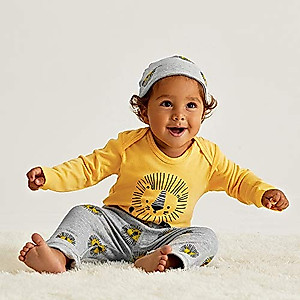 Newborn Baby Boy Clothes Little Lion Print Romper+Pants+Hat Newborn Boy Outfits Set(0-3 Months)