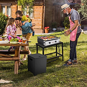 CAMPLUX Propane Tank Cover Table, 20 LB Propane Tank Storage Box, Outdoor Tank Hideway Table for Propane Fire Pit and Gas Griddle Black