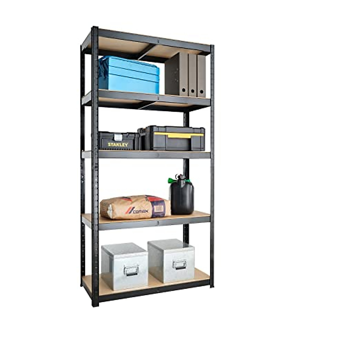 Garage Shelving Units: 71 x 35 x 18 inches | Heavy Duty Racking Shelves for Storage - 1 Bay, Black 5 Tier (400 lbs Per Shelf), 2000 lbs Capacity | for Workshop, Shed, Office | 5 Year Warranty