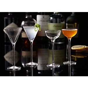 Degustation Tall Stemmed Cordial Glasses 2.5 Ounces, Set of 4 Assorted Shapes, Clear