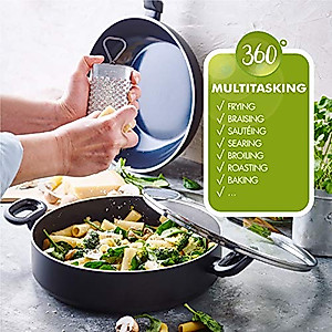 GreenPan CW001695-001 Torino 100% ToxinFree Healthy Ceramic Nonstick Metal Utensil/Induction/Dishwasher/OvenSafe Wok - 28cm/3.6L - Black