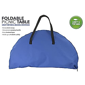 Eternal Living Pop Up Picnic Table Portable Folding Beach Table with Cupholders and Carry Bag, Large 28” x 28”x 24” Blue