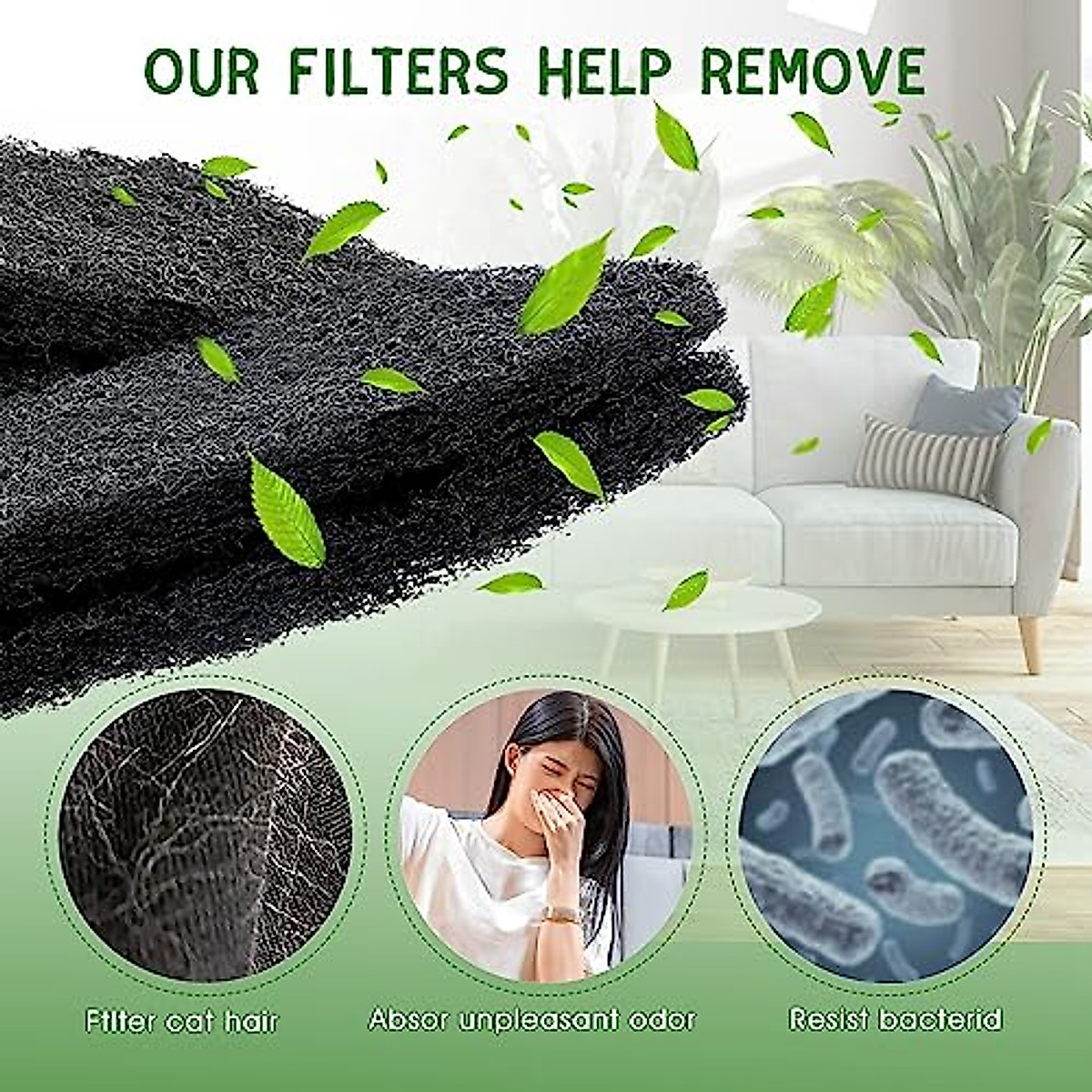 QUEARN 8 Pack Carbon Filters Compatible with Litter-Robot 4, Cat Litter Box Filters Replacement to Absorb Odors Control Damp from Pets and Keep Home Fresh