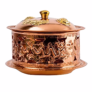 Chafing Dishes China Mongolian Multi-person Hot Pot, Pure Copper Concentrated Beijing Meat Hot Pot, Environmentally Friendly And Hygienic, Suitable For Family Dinner (Color : Brass, Size : 20cm)