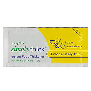SimplyThick EasyMix | 100 Count of 12g Individual Packets | Gel Thickener for those with Dysphagia & Swallowing Disorders | Creates An IDDSI Level 3 - Moderately Thick (Honey Consistency)