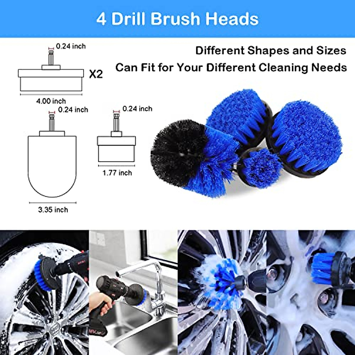20Pcs Car Wheel Tire Detailing Brush Set,Car Detailing kit,Car Detailing Brushes,Auto Detailing Drill Brush Set,17" Long Handle Rim Wheel Brush,Tire Brush,Car Cleaning Kit for Wheels,Interior,Exterior