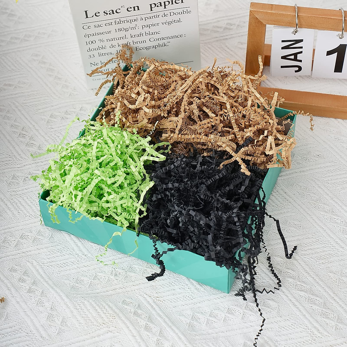 1LB Shred Paper Filler，Raffia Grass Paper Shred for Gift Wrapping Basket and Gift Box Filling，Crinkle Cut Paper for Wrapping