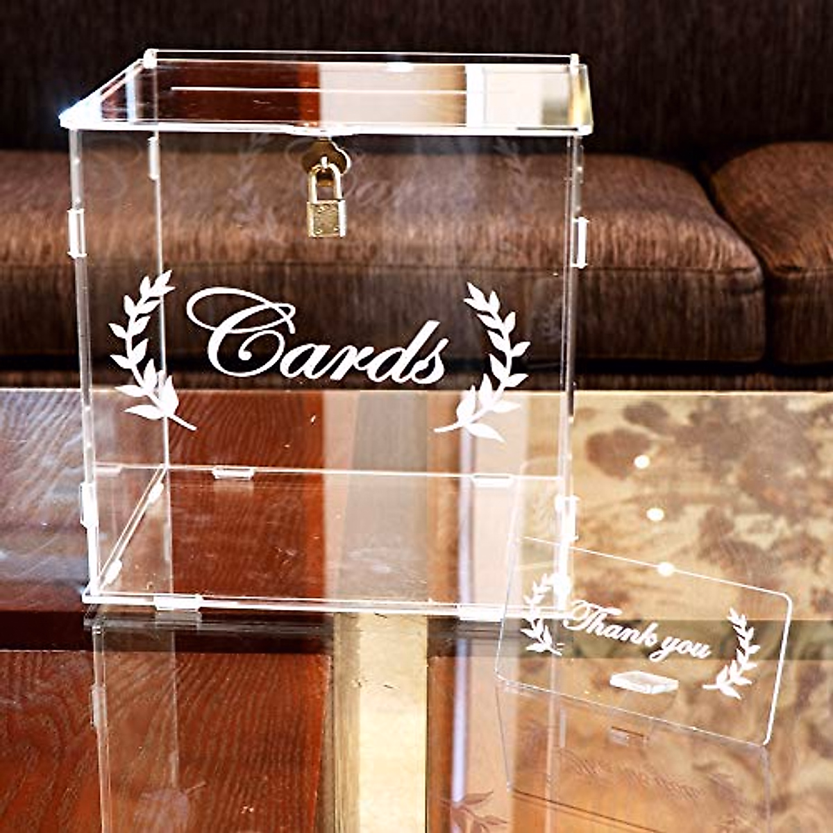 OurWarm Wedding Card Box for Wedding Reception, Clear Card Boxes with Lock, Gift Card Box Money Box Holder For Reception Anniversary Shower Rustic Wedding Decorations Birthday Graduation