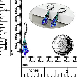 CRMAD Tulip Leverback Earrings for Women Sterling Silver Purple Tulip Flower Dangle Handmade Earring