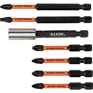 Klein Tools 33801 Impact Driver Bit Set with Magnetic Nut Drivers, ProFlex S2 Steel Phillips, Slotted, Square, TORX Bits with Case, MODBox Compatible, 40-Piece