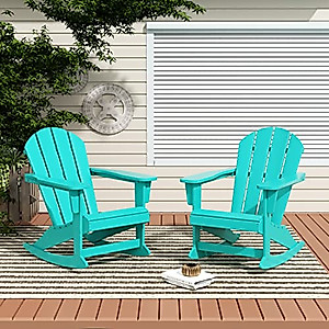 WO Home Furniture Adirondack Rocking Chair Set of 2PCS Patio Outdoor Chairs (Turquoise)