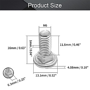 MroMax 40PCS M6x16mm Carriage Bolts Screws Half Round Head Square Neck Carriage Bolts Fully Threaded Bolt Fasteners 304 Stainless Steel Neck Carriage Bolt Silver Tone