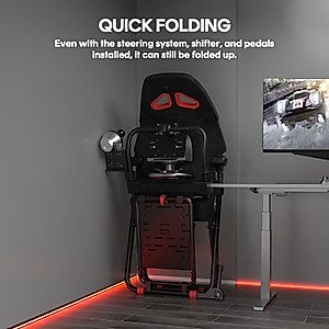 RACGTING Racing Simulator Cockpit for G920 G29 G923, Foldable Racing Simulator for Thrustmaster T248X T248 T300 T150 458 TX Xbox PS5 PS4 PC (Black)