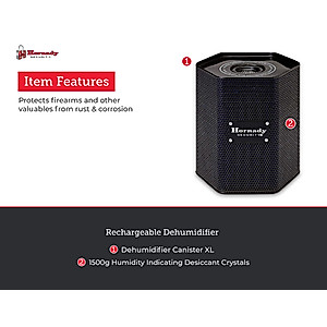 Hornady Reusable Canister Dehumidifier 1500G, 95906 - Portable, Easy to Use Moisture Absorbers for Gun Safes & Cabinets - Prevent Moisture Damage for Gun Safe Accessories, Firearms in Your Gun Vault