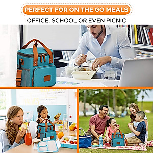 Eatronix Insulated Lunch Bag 8L – Adult Lunch Box Small Bag for Work, Office, Picnic, Travel – Mens Lunchbox for Work, Kids, Women, Nurse, Teacher Tote, Flight Attendant Cooler with Strap (Aqua Blue)