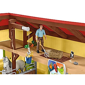 Schleich Farm World, 30-Piece Playset, Farm Toys and Farm Animals for Kids Ages 3-8, Horse Stable 10.5 x 49 x 34.5 cm
