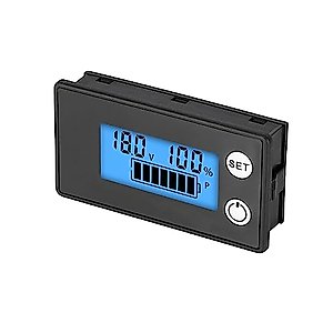 BELOMI Battery Monitor, Waterproof Battery Capacity Indicator with Alarm, Lead Acid and Lithium Ion Voltage Monitor Indicator, 8-100V Voltage Monitor Capacity Percentage Tester (Blue)