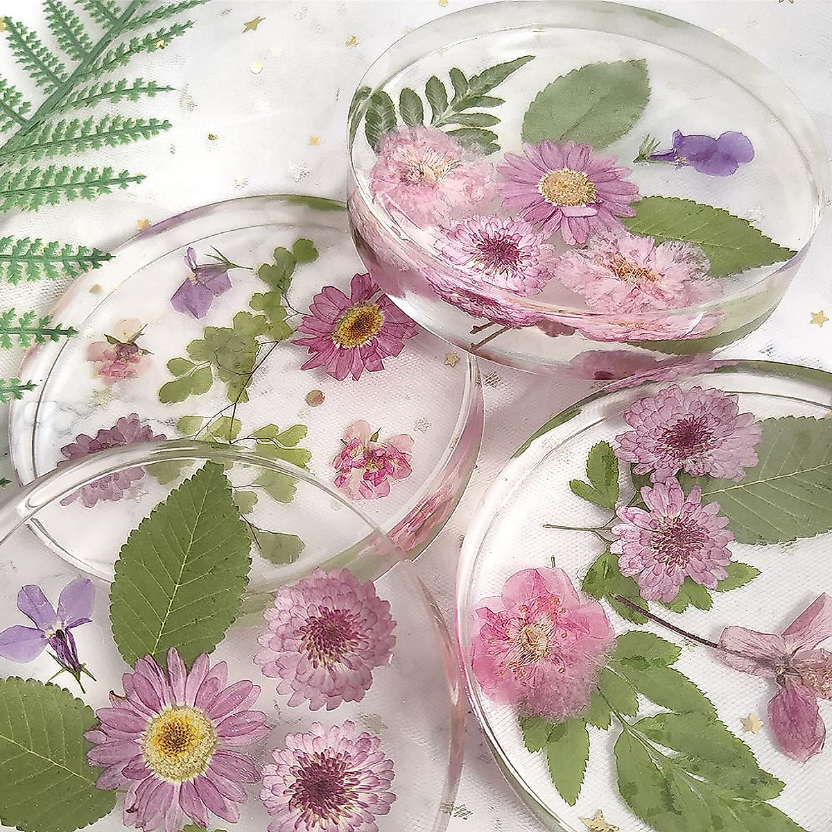 RESINWORLD 6-Cavity Deep Round Coaster Molds, 4 Inches Coaster Silicone Molds for Epoxy Resin, Coaster Resin Molds for Flower Bouquet Preservation