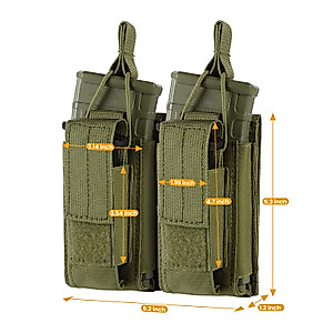 FRTKK Molle Mag Pouch, Open Top Single/Double/Triple Magazine Pouch Holder Carrier for M4 M16 AK AR Glock M1911 92F 9mm