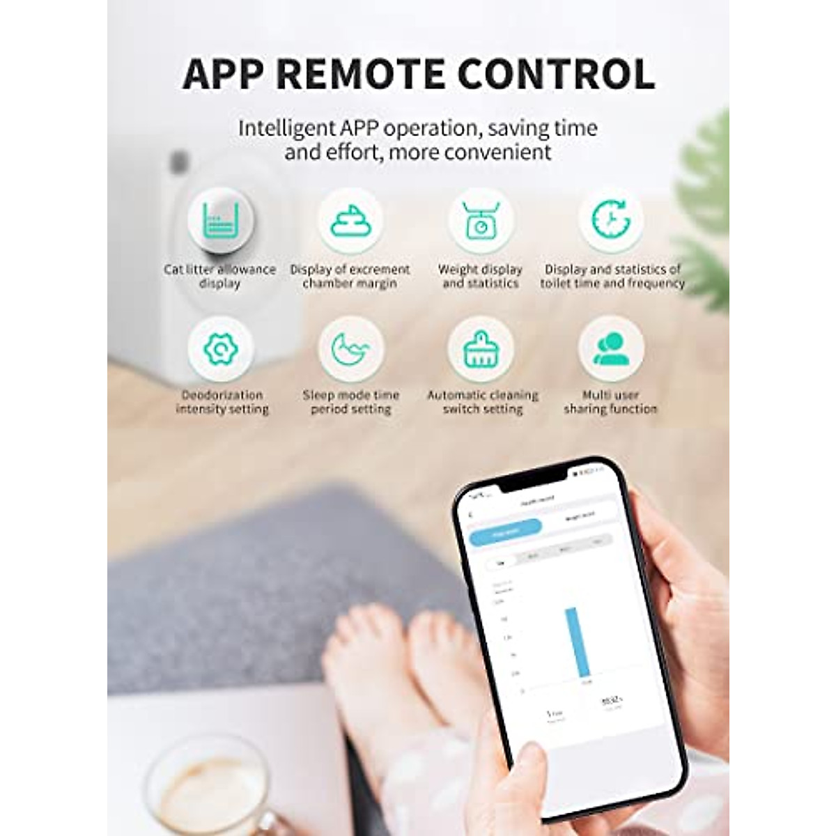 Self-Cleaning Cat Litter Box, No Scooping Automatic Cat Litter Box with APP Control/Odor Removal/Health Monitor/Safe Lock, Smart Large Kitty Litter for All Kinds of Clumping Cat Litter (2023 New)