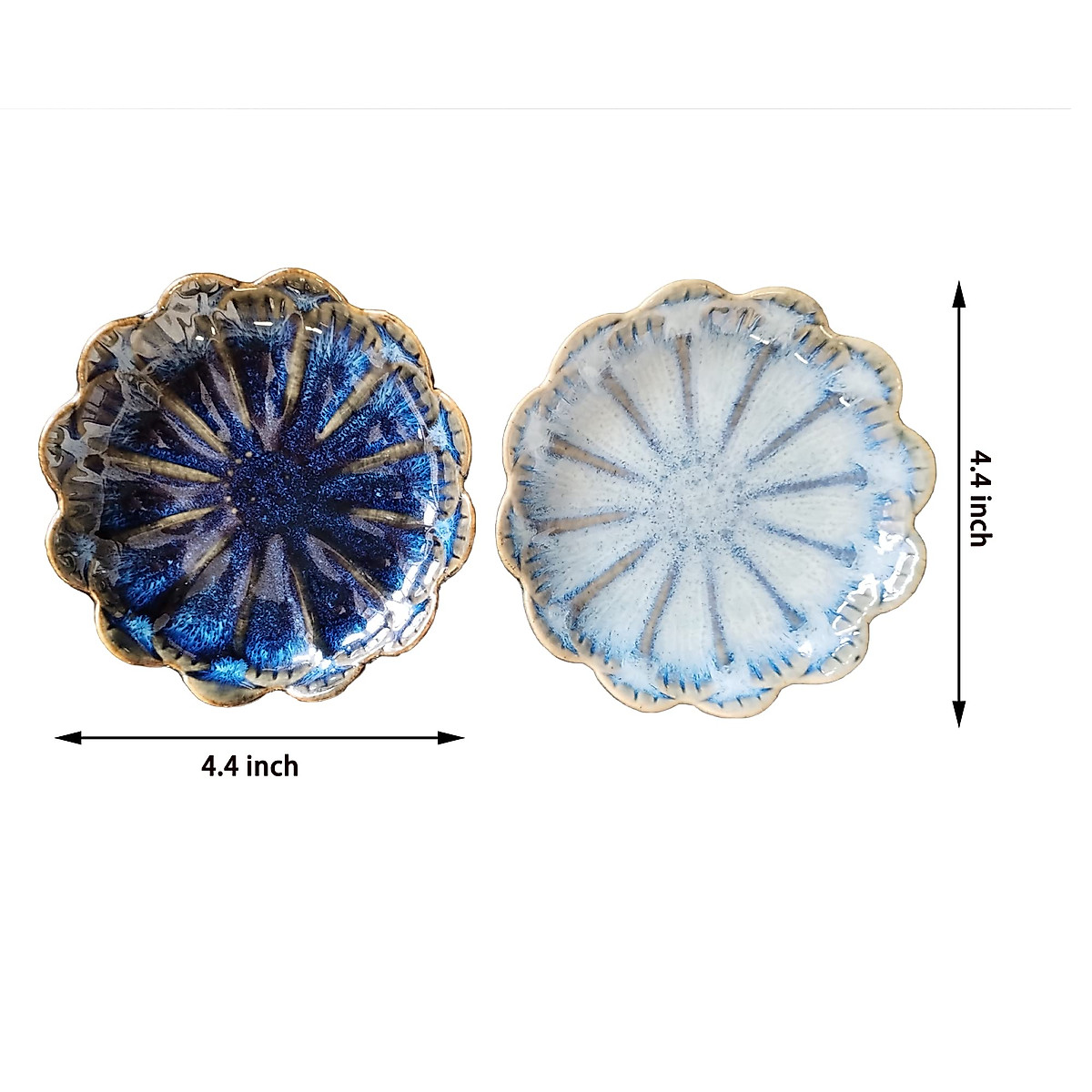 NJLJOM 2 Pack Ceramic Spoon Rest, Sunflower Shape Heat-Resistant Utensil Rest for Kitchen Counter, Coffee Spoon Rest, Dessert Plates，Small Serving Plates, Kitchen Accessories (Deep Color)