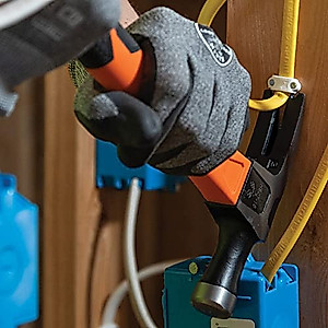 Klein Tools H80718 Straight-Claw 18-Ounce Hammer with Smooth Head, Fiberglass Non-Slip Shock Absorbing Grip Handle with Tether Hole, 15-Inch