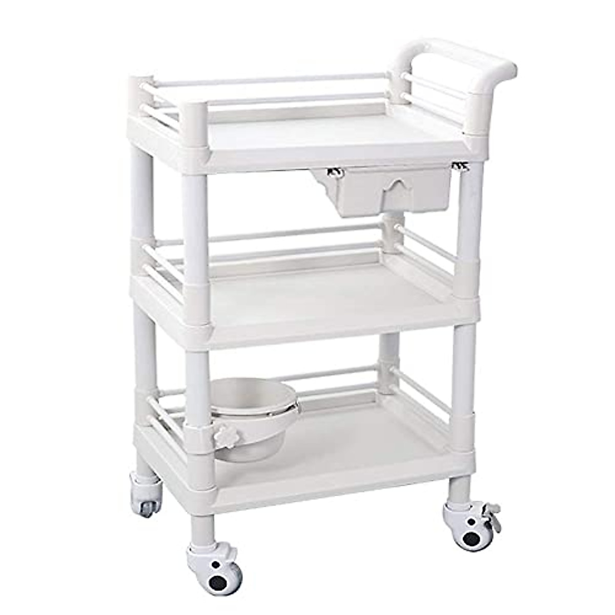 for Storage Organizer,Shelving Unit on Wheels,Hospital Equipment Trolley with Drawer/White/54 * 37 * 98Cm, PIBM, White, 64 * 44 * 98Cm