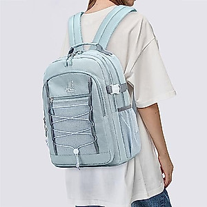 Lanola Travel Backpack Durable Middle Schoolbag Travel Bag for Men & Women Lightweight College Student Backpack - Gray Blue