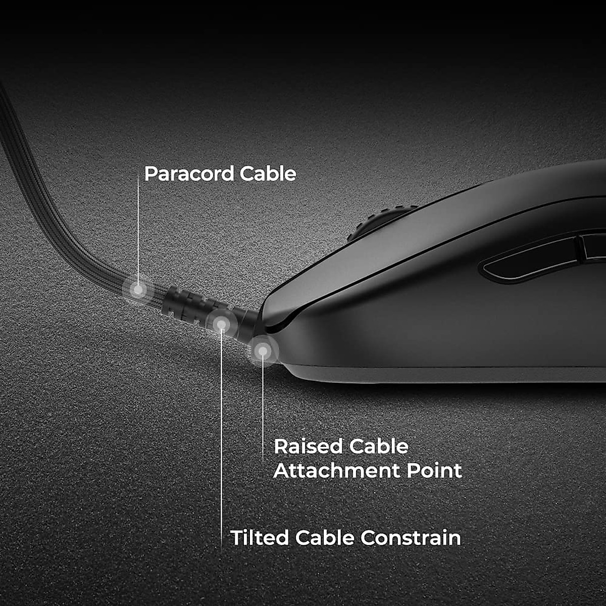 BenQ Zowie FK1-C Symmetrical Gaming Mouse | Professional Esports Performance | Driverless | Paracord Cable | Revisioned C-Features | Matte Black | Large Size