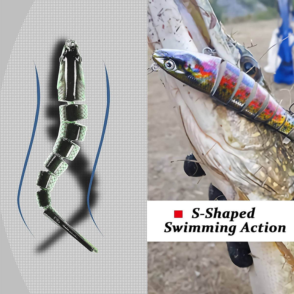 Atibin Lifelike Swimming Fishing Lures Saltwater Slow Sinking Fishing Lure Topwater Trout Bionic Swim Bait Bass Set B1-5",0.63oz