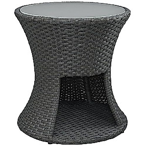 Modway Sojourn Wicker Rattan Outdoor Patio Side End Table in Chocolate