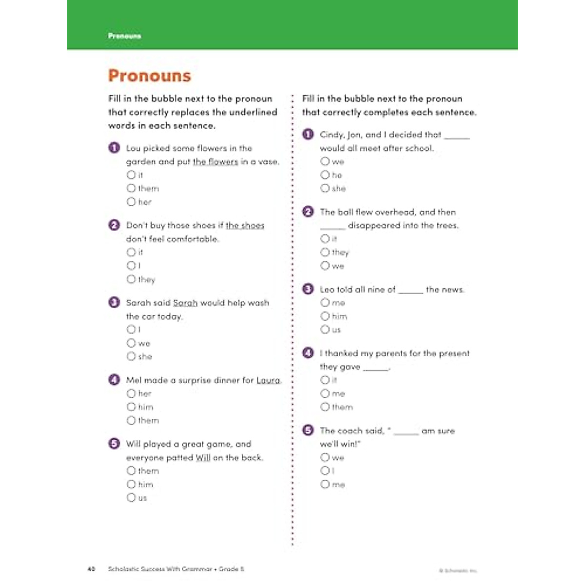 Scholastic Success with Grammar Grade 5 Workbook