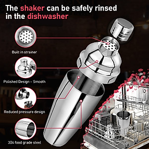 Cocktail Shaker 25oz Martini Shaker Bar Shaker Drink Shaker Bar tools with Built-In Strainer for Bartender, Professional 18/8 Stainless Steel Margarita Mixer for Mixed Drinks