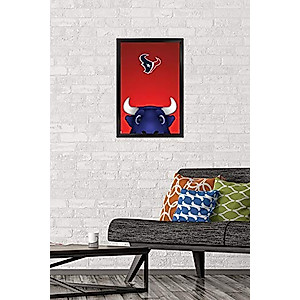 Trends International NFL Houston Texans - S. Preston Mascot Toro 20 Wall Poster, 14.725" x 22.375", Black Framed Version