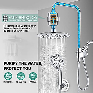 SR SUN RISE 9 Inch High Pressure Rain Shower Head Combo with Filtered Shower Wand, 8 Water Spray Modes Shower Head with 71 Inch Extra Long Hose