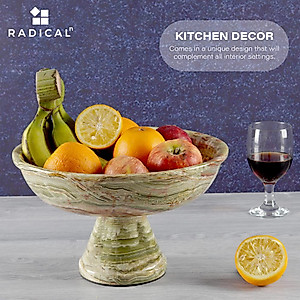Radicaln Marble Fruit Bowl Green Onyx 12"x8" inch Handmade kitchen table Bowl - Dining Fruit Holder Decorative Bowls - Salad & Vegetable Storage For Kitchen Counter